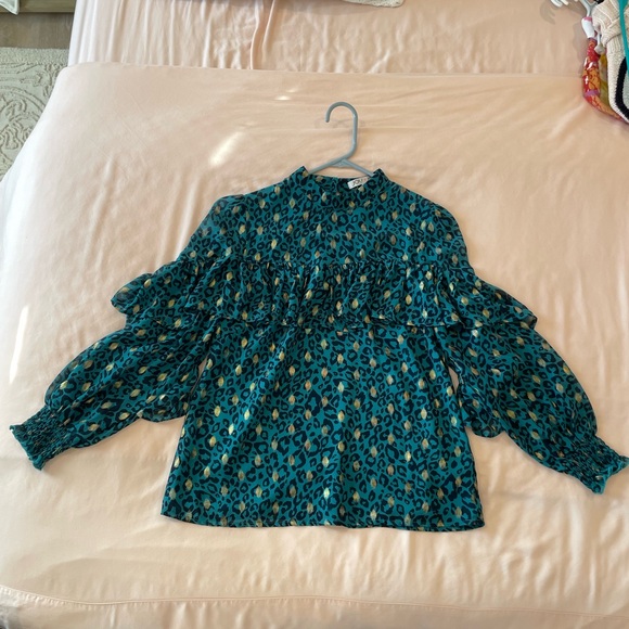Jou Jou | Tops | Joy Joy Teal And Black Leopard Print Top | Poshmark